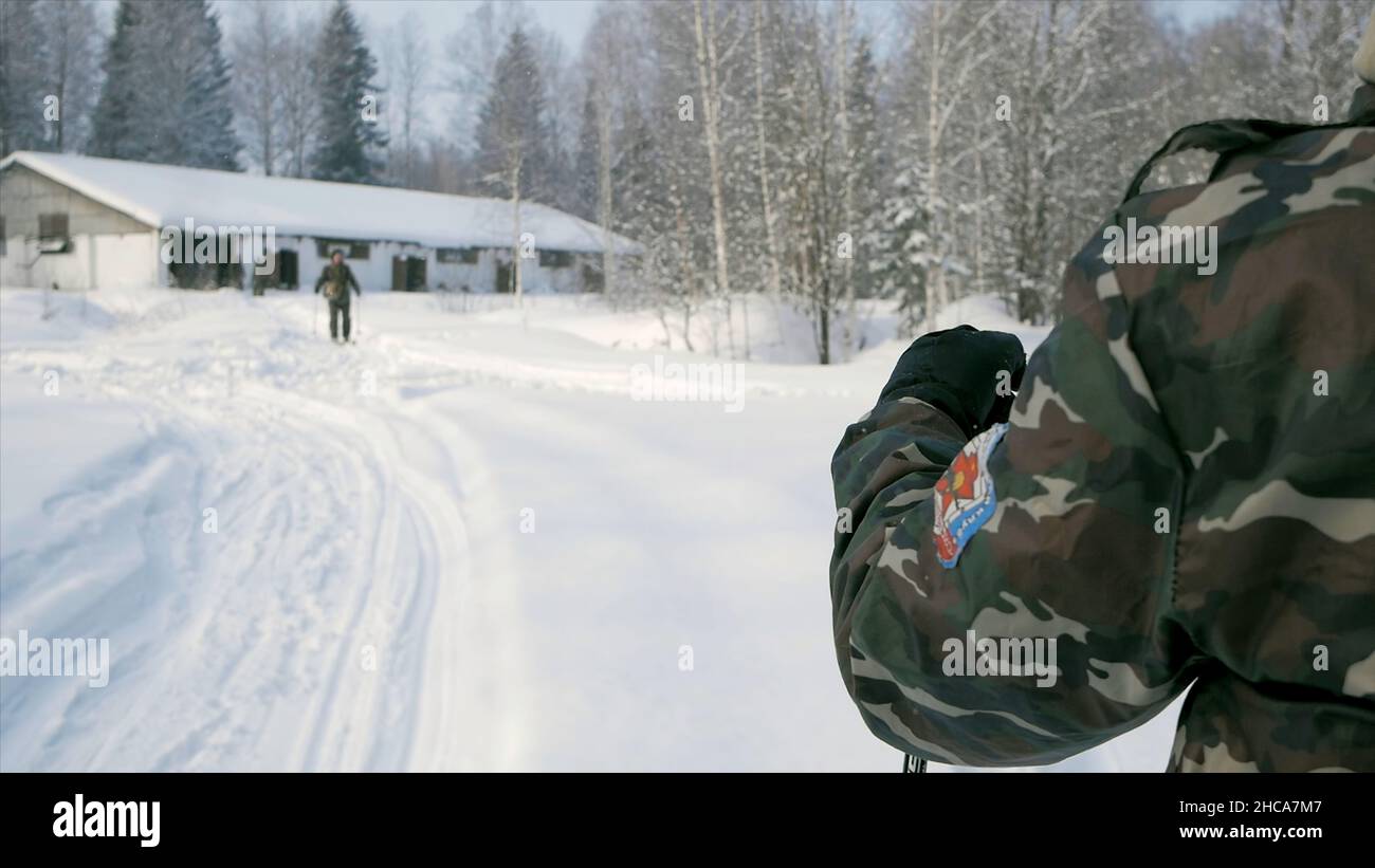 Soldier weapons in cold forest hi-res stock photography and images - Alamy