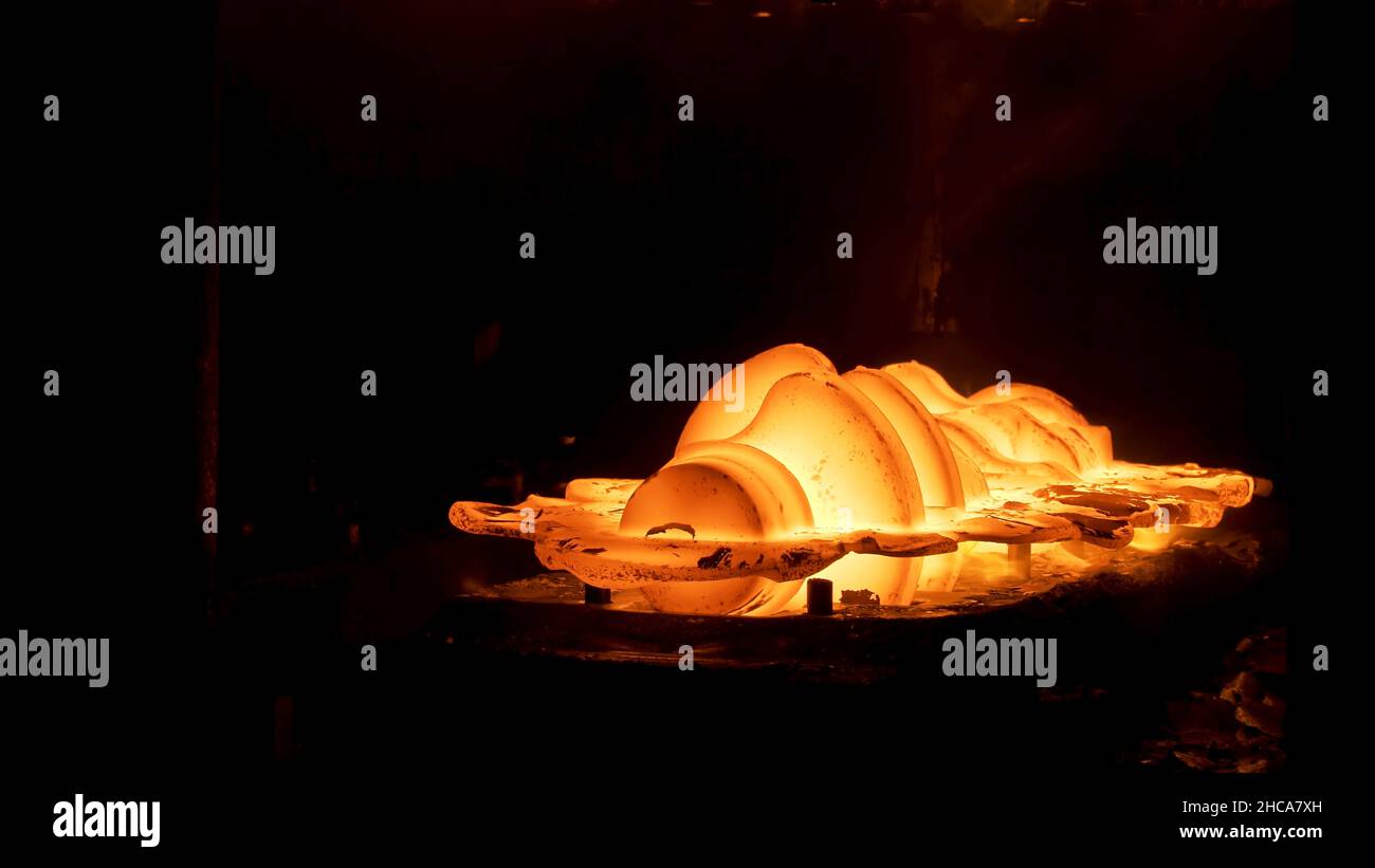 Close up of metal forging process of a metal detail at the ...