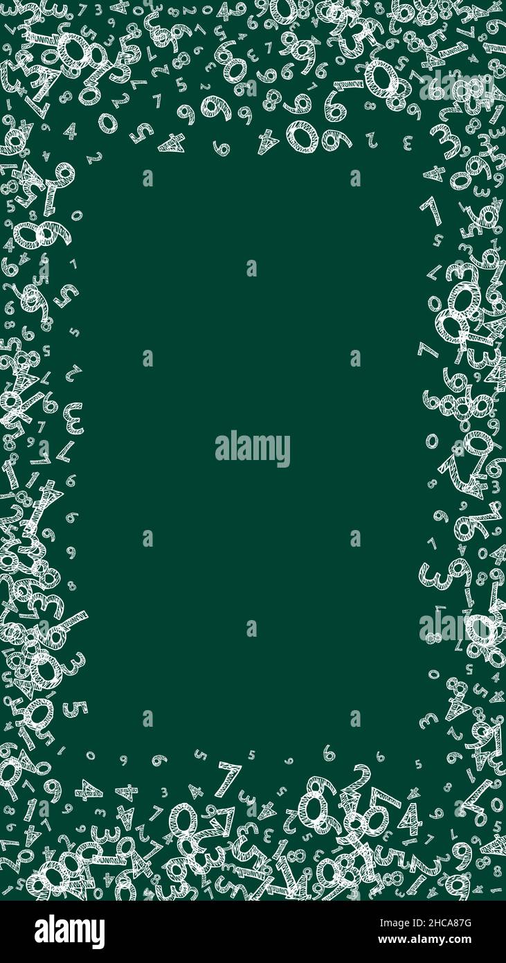 Falling childish chalk numbers. Math study concept with flying digits ...