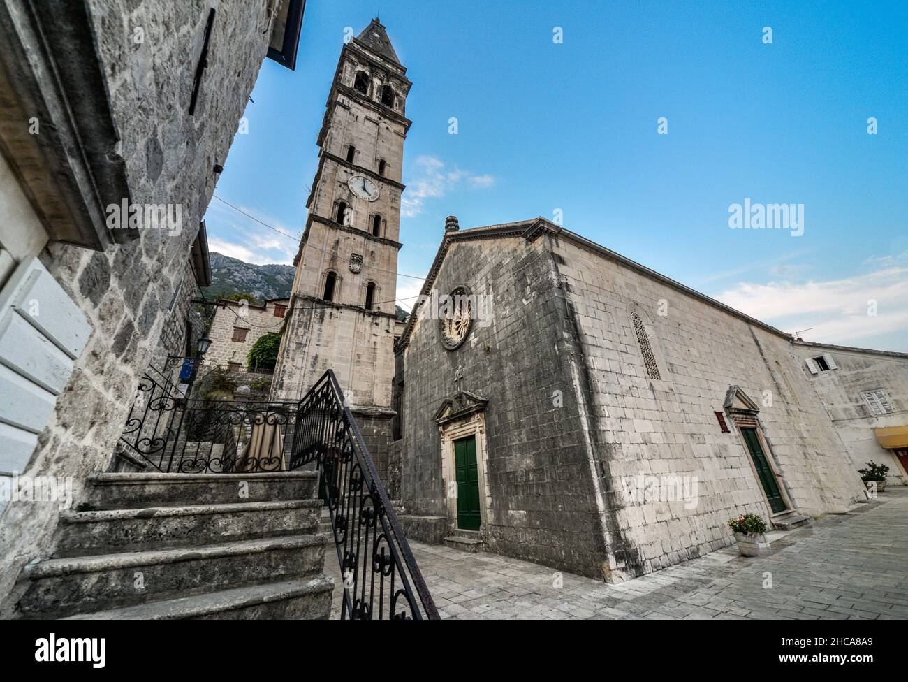 Ancient Venetian architecture of stone buildings, in the small idyllic ...