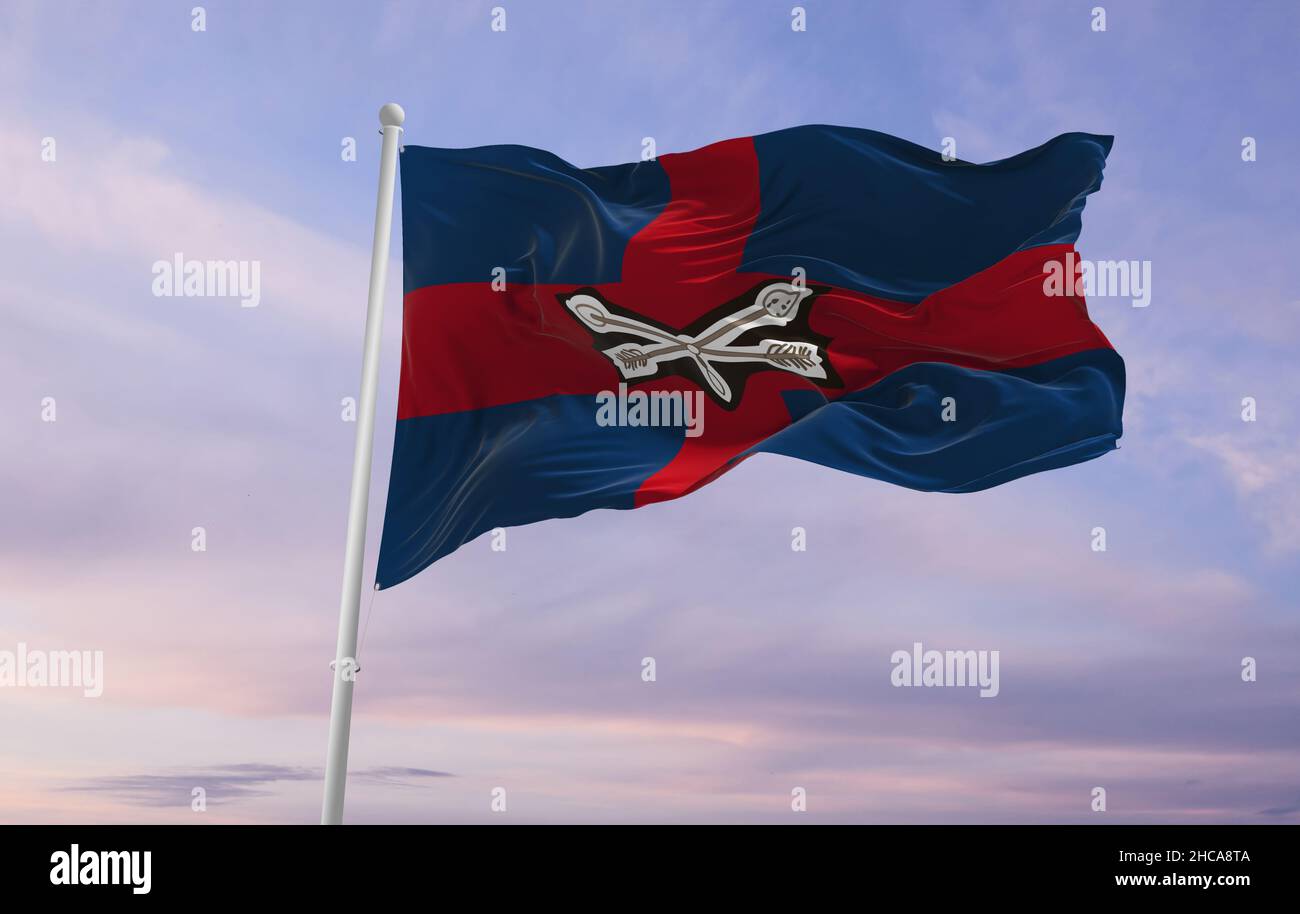 flag of county Worcester, Maryland , USA at cloudy sky background on ...