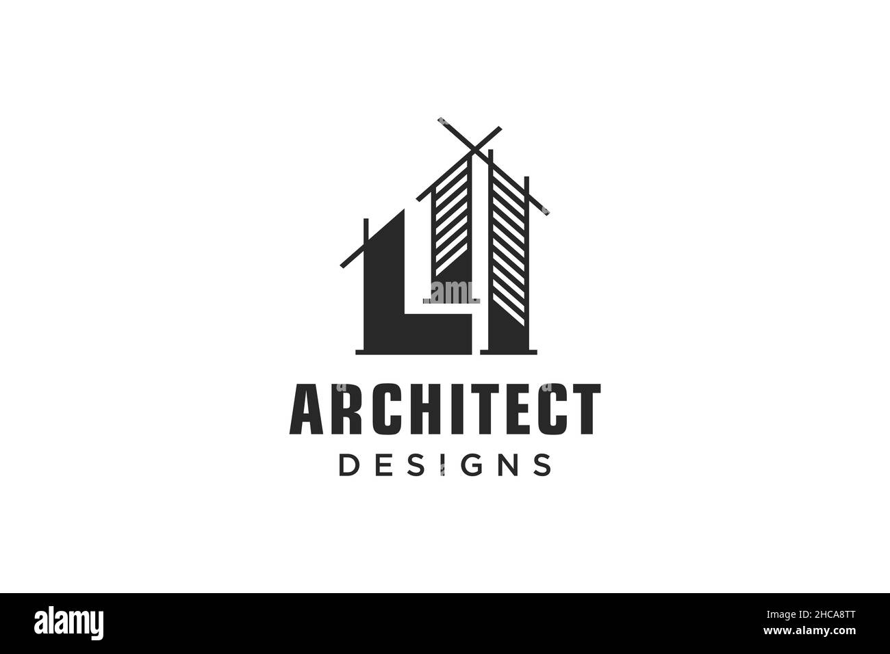 Letter L Simple modern building architecture logo design with line art ...