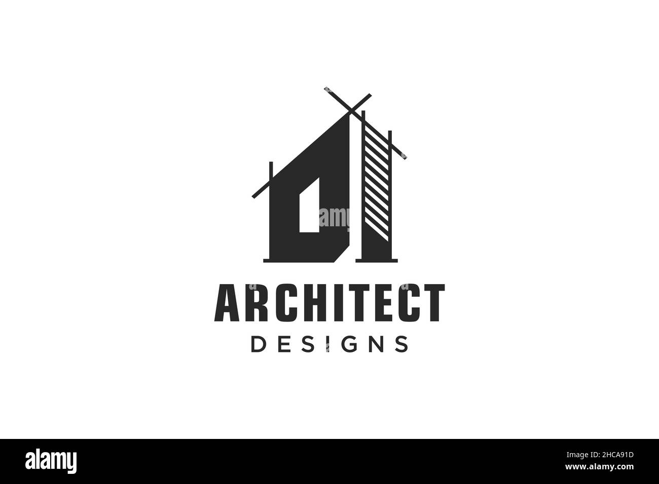 Letter D Simple modern building architecture logo design with line art ...
