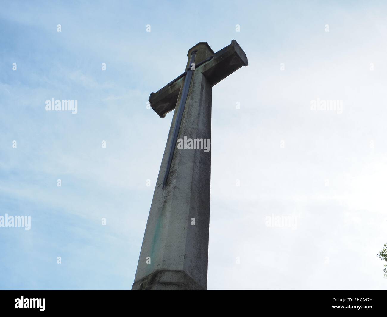 Low angle shot of a statue of the Sword Of Honour during the day Stock ...