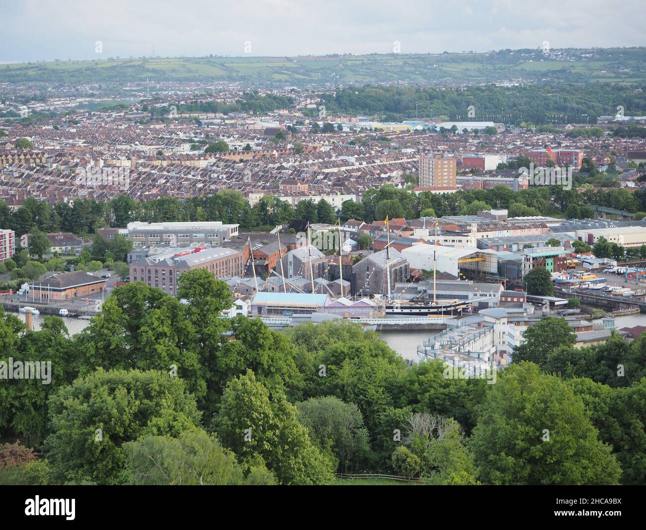 Top view of Bristol City from Cabot Tower at Brandon Hill during the ...