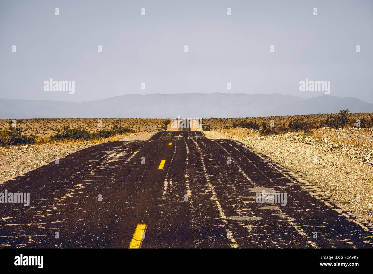 Landscape of a highway in the Mojave Desert on a sunny day in Nevada ...
