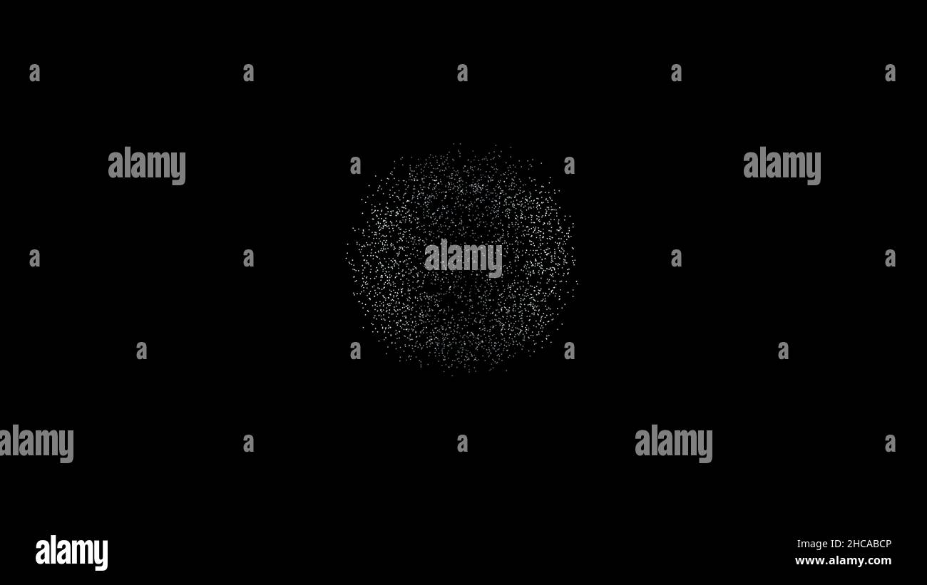 Sphere made of white dots isolated on black background. Abstract sphere ...