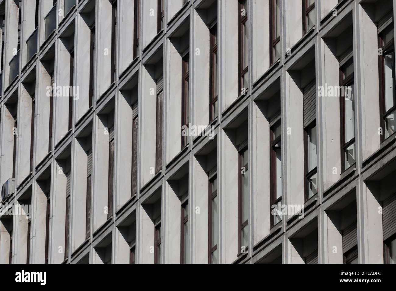 Closeup of the modern architecture facades of windows on the buildings ...