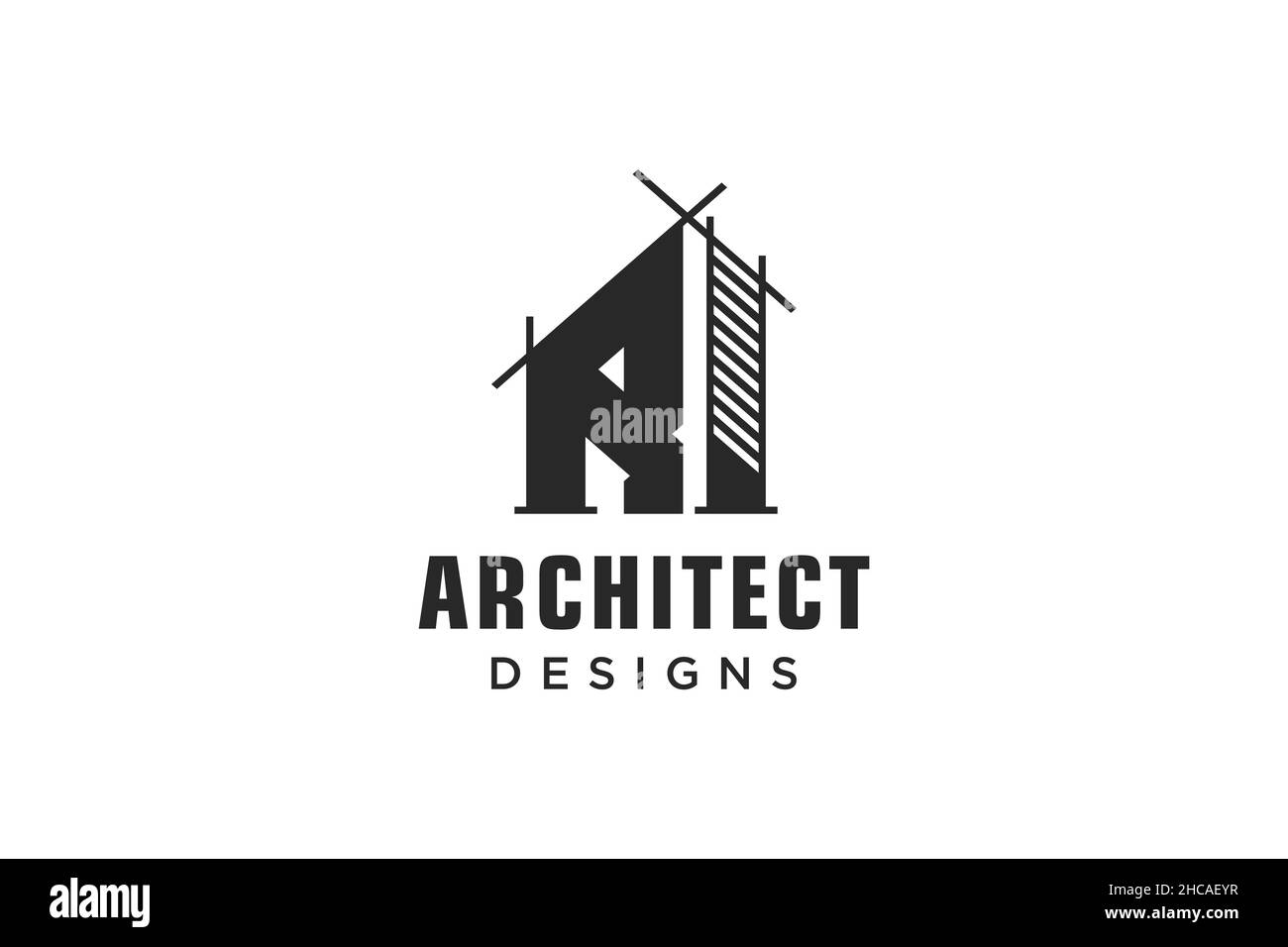 Letter R Simple modern building architecture logo design with line art ...