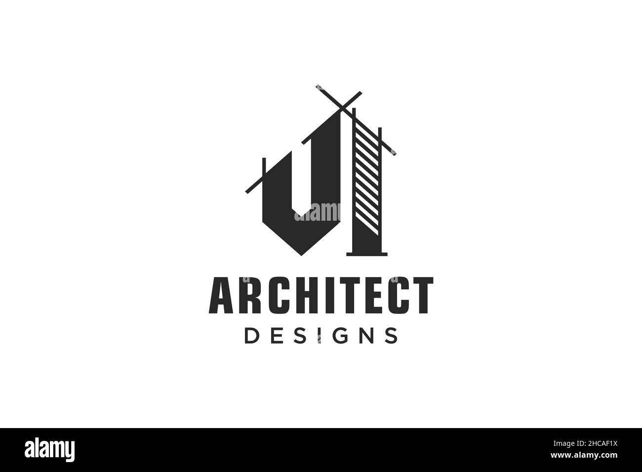 Letter V Simple modern building architecture logo design with line art ...