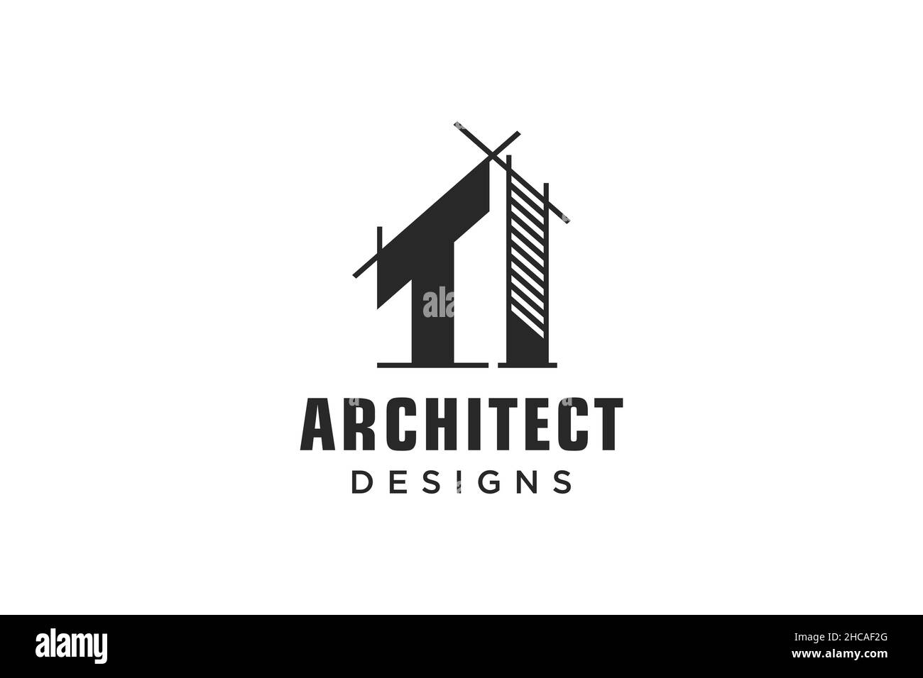 Letter T Simple modern building architecture logo design with line art ...