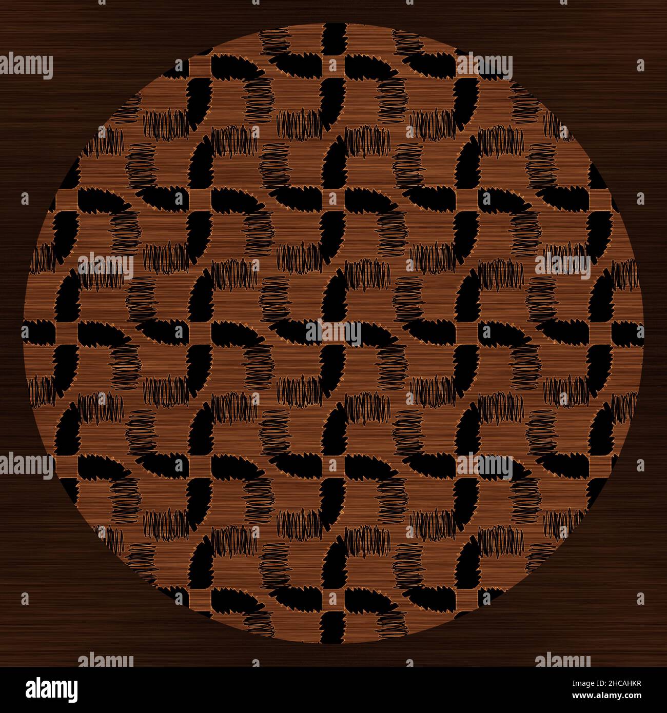 Brown wood effect decorative inlay texture. Seamless engraved oriental ...