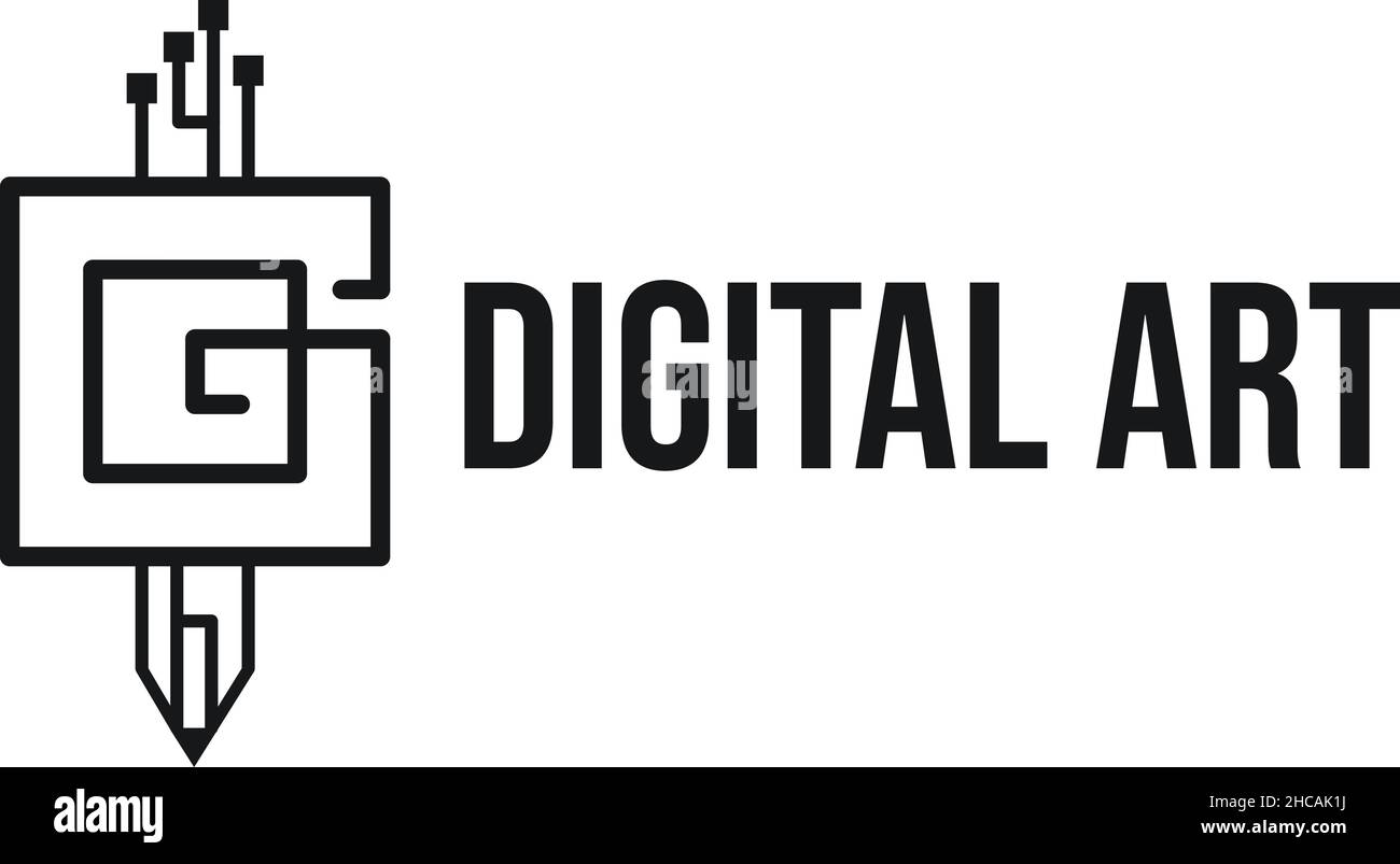 Flat initial G DIGITAL ART futuristic logo design Stock Vector Image ...