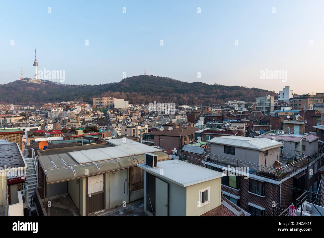 Itaewon district and Namsan Tower in Yongsan, Seoul, South Korea on ...