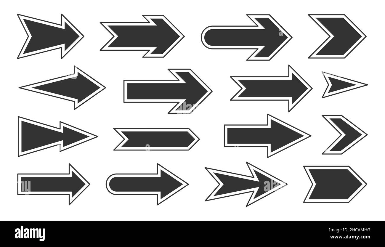 Arrow black flat set. Navigation button motion template. Simple form ...