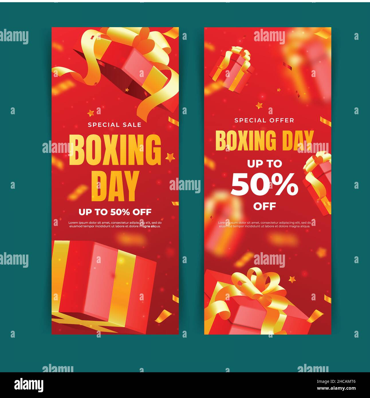 realistic vertical boxing day sale banners set abstract design vector ...