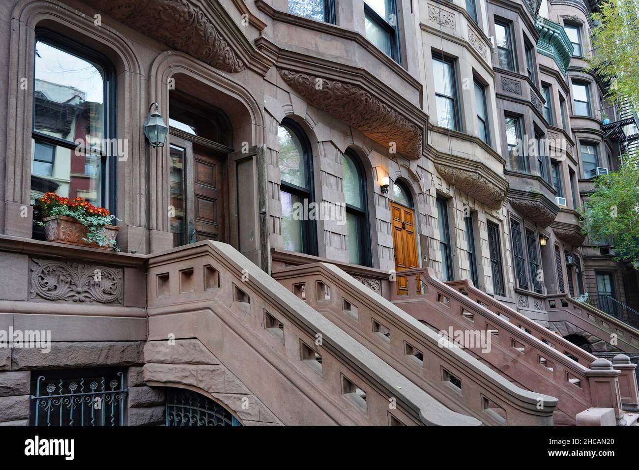 Elegant old brownstone style buildings in New York Stock Photo - Alamy