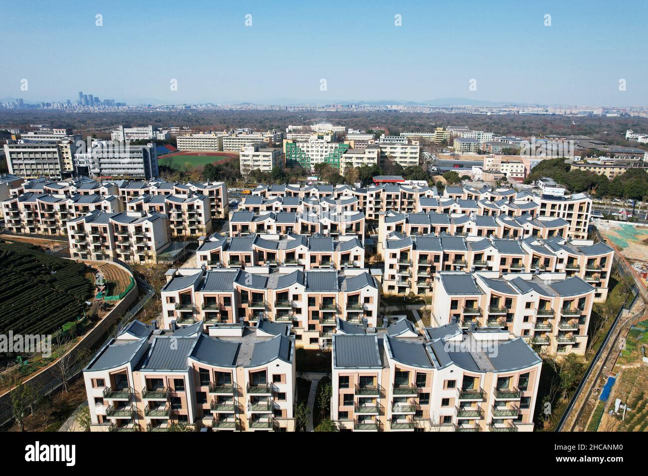 HANGZHOU, CHINA - DECEMBER 27, 2021 - An aerial view of community ...