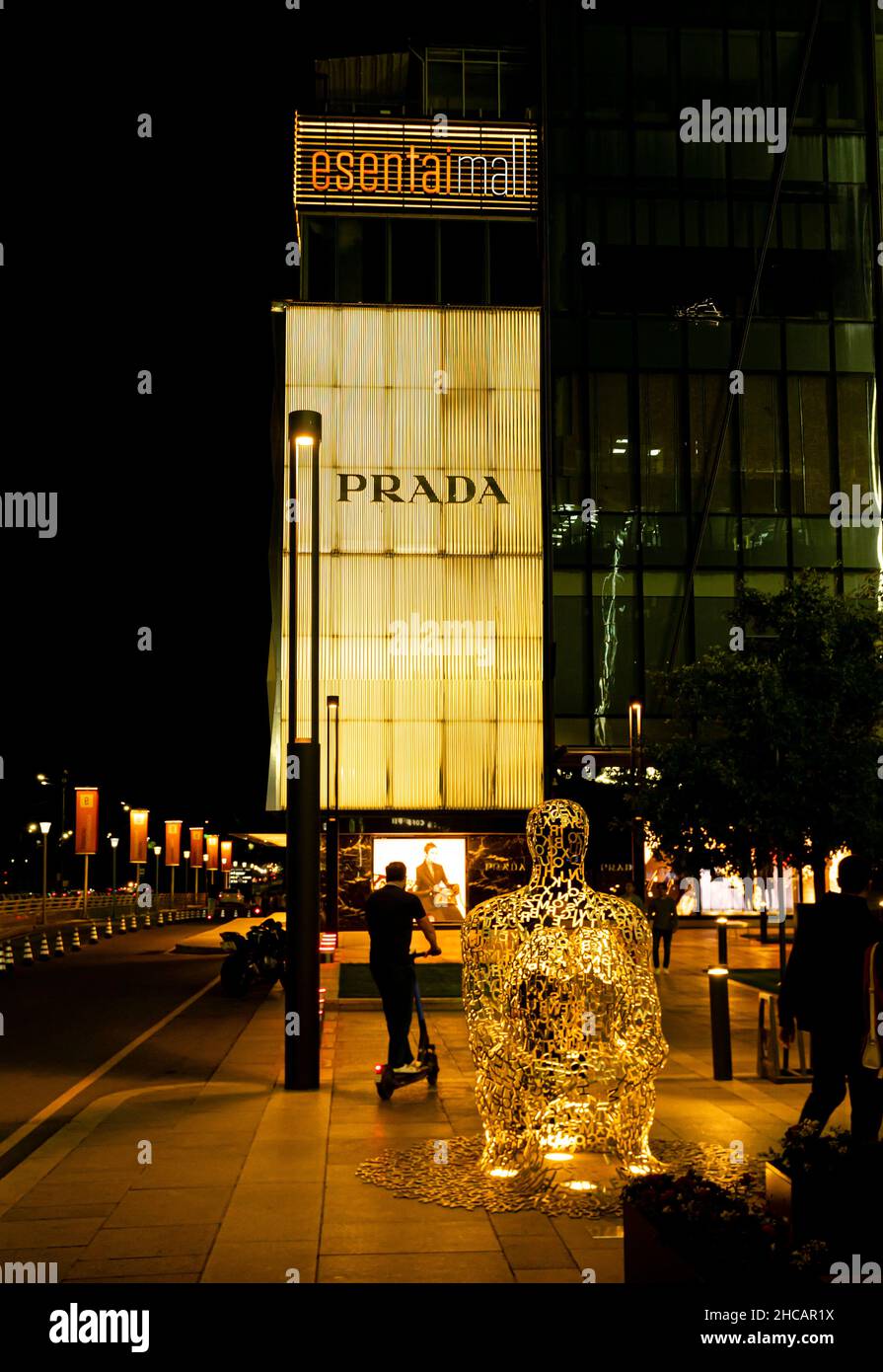 Esentai- exclusively luxury brand Mall in Cental Asia. Exterior lit up ...