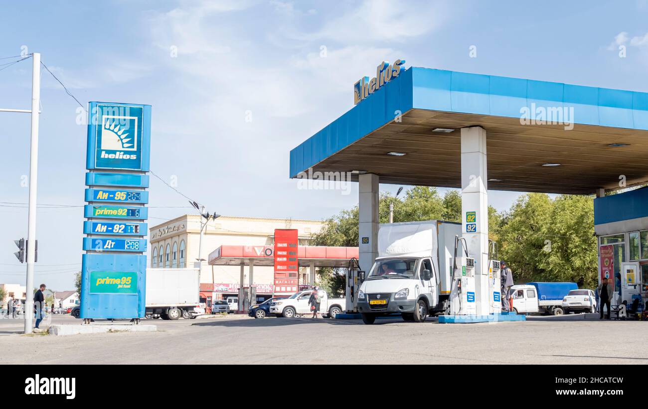 Helios gas station in Almaty, Kazakhstan Stock Photo - Alamy