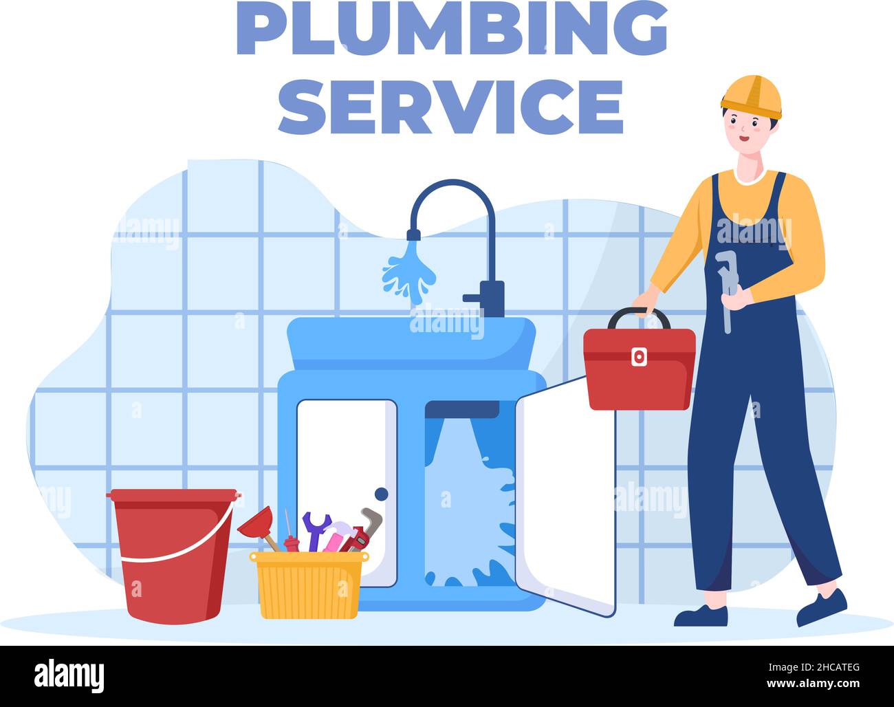 Plumbing service plumber cartoon design hi-res stock photography and ...