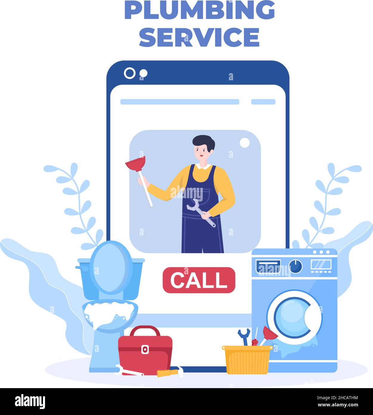 Plumbing service plumber cartoon design hi-res stock photography and ...