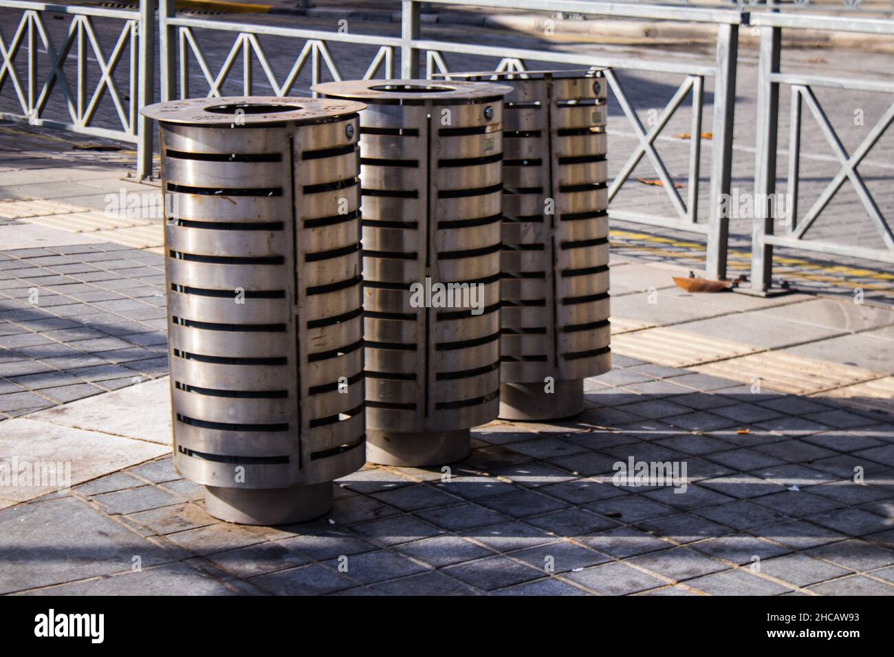 Nicosia, Cyprus - December 25, 2021 Garbage container in the streets of ...