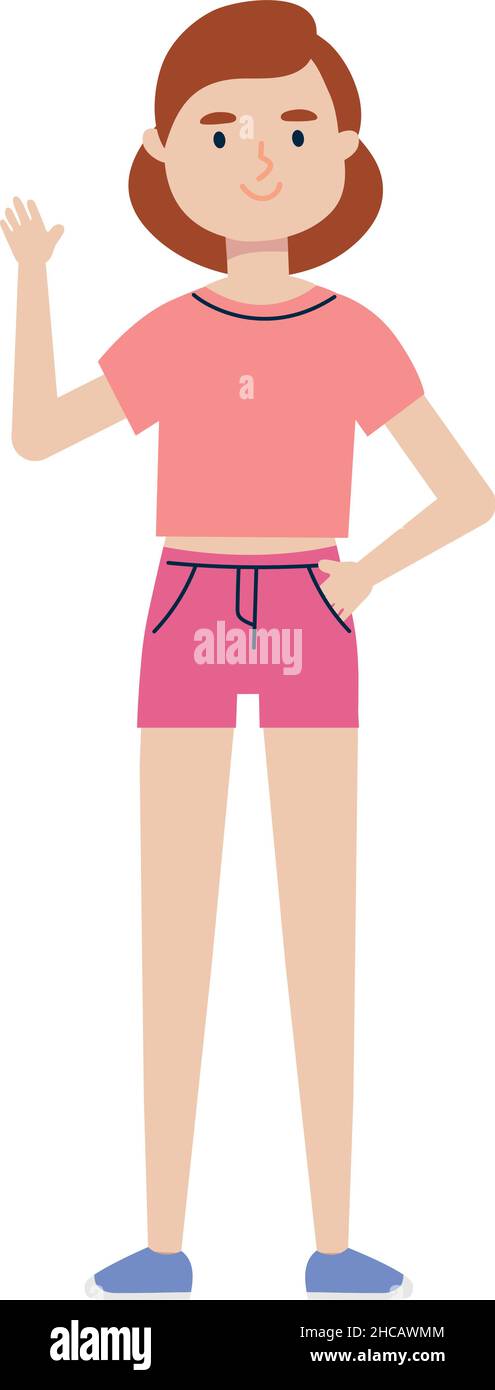 happy girl waving on white background Stock Vector Image & Art - Alamy