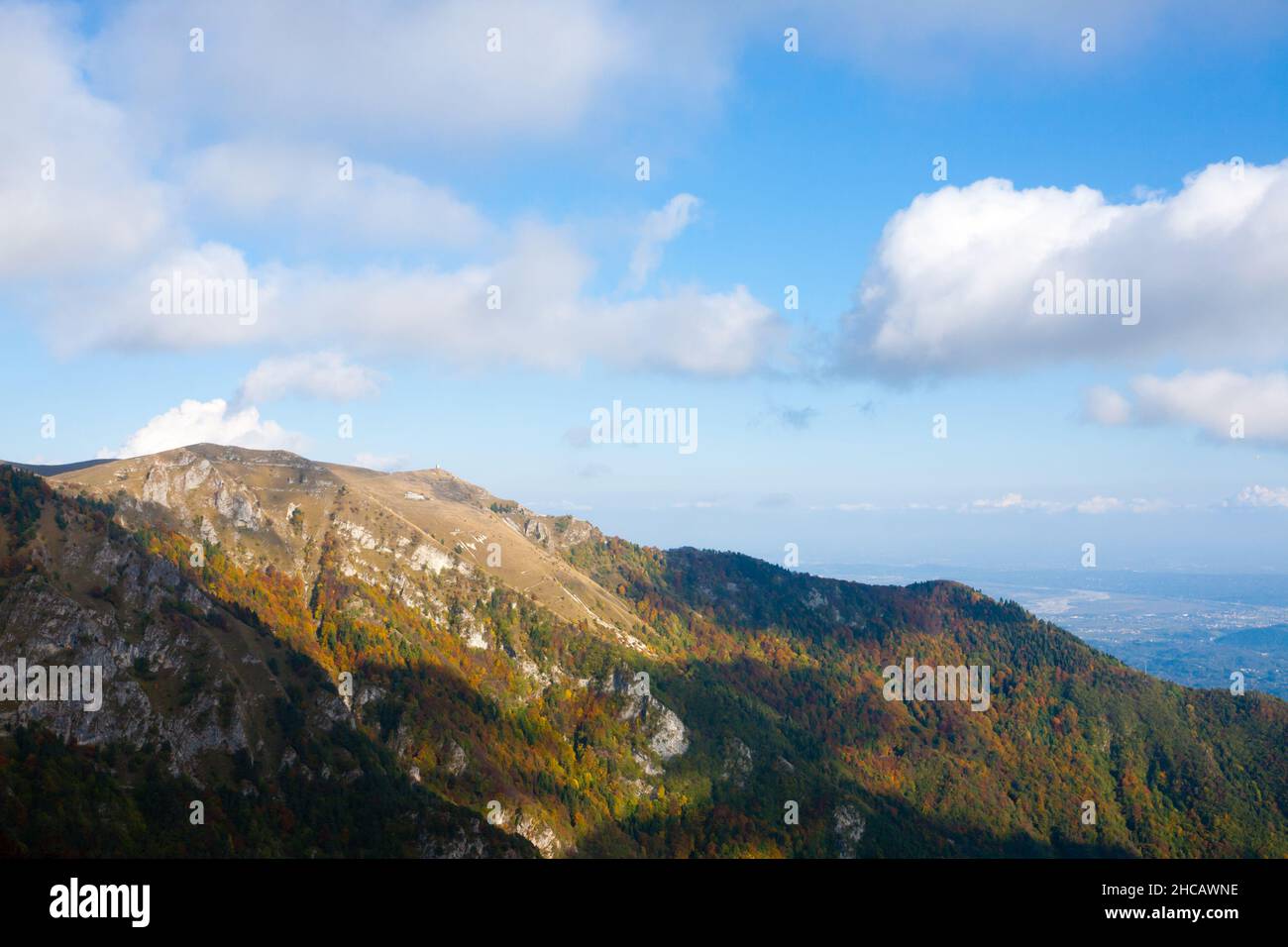Mount Grappa autumn landscape. Italian Alps beautiful view Stock Photo ...