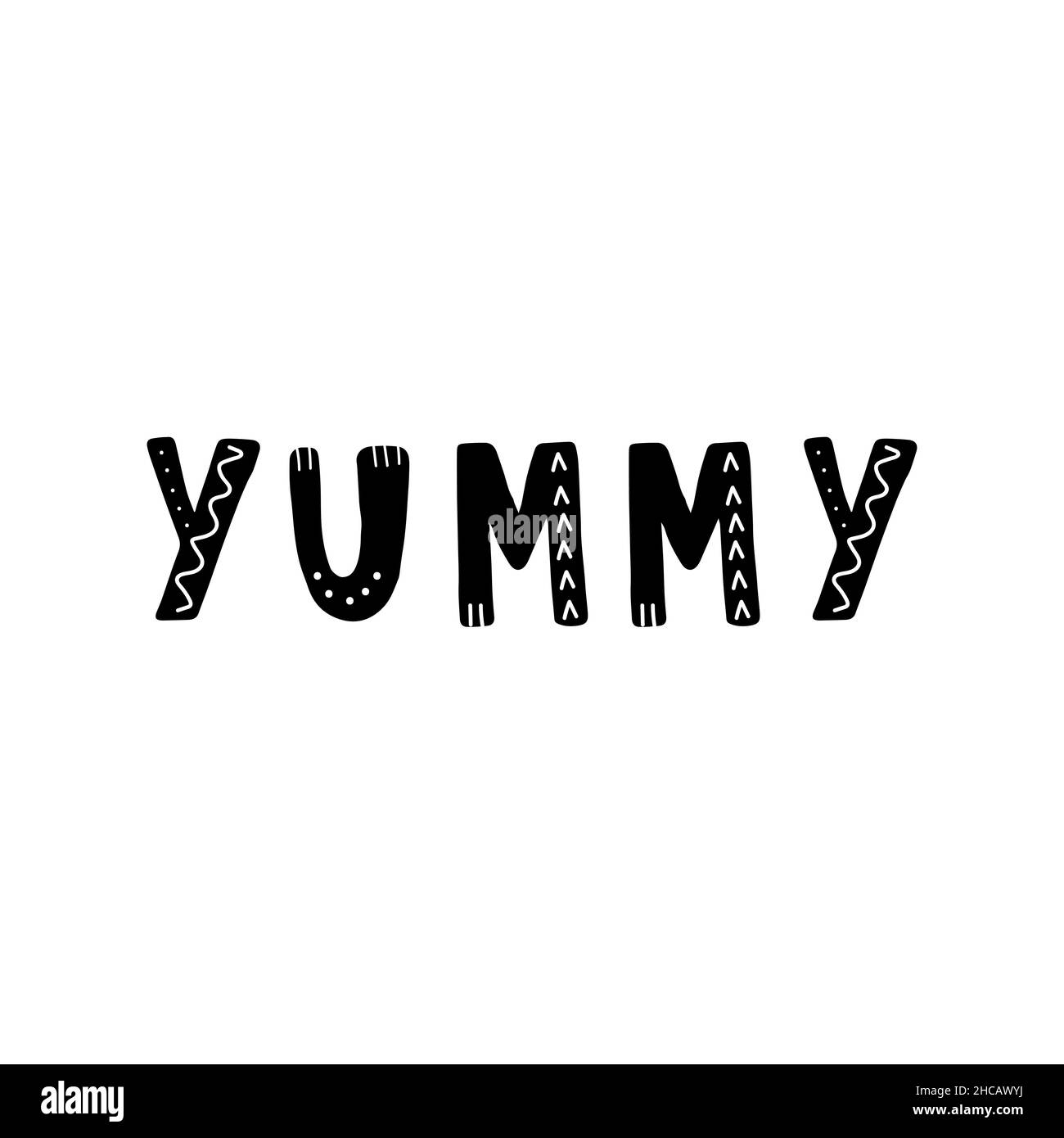 Yummy lettering. Hand drawn scandinavian phrase and inspiration quote ...