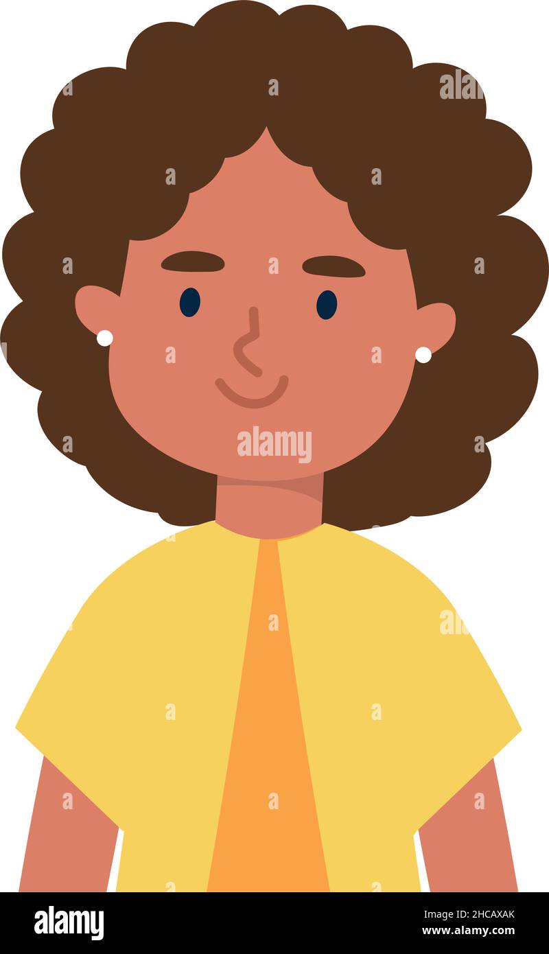 happy girl with curly hair Stock Vector Image & Art - Alamy