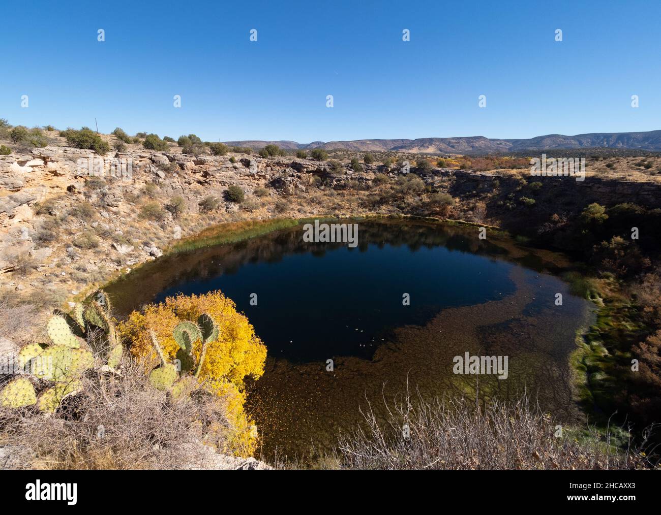 Spring-fed pond called Montezuma Well National Monument in Arizona ...