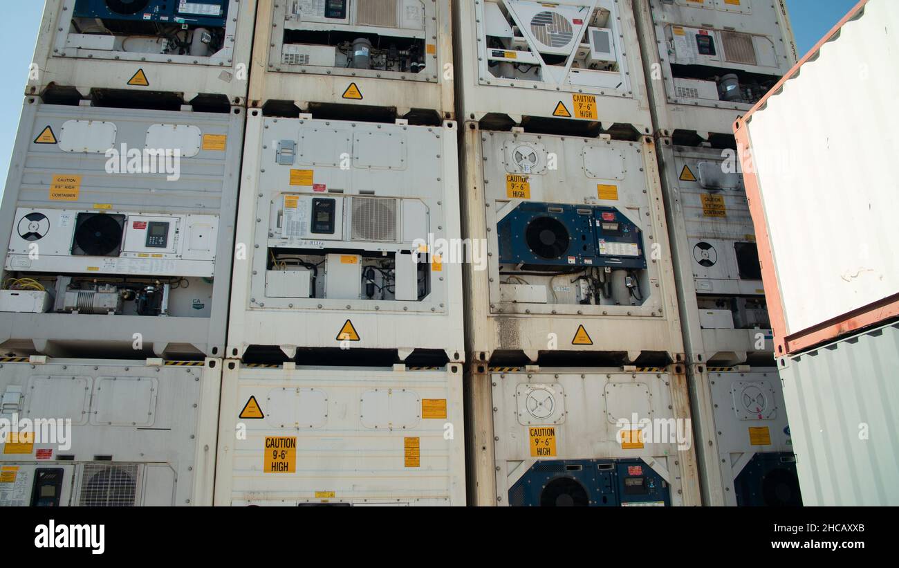 Containers loading on harbor port Stock Photo - Alamy