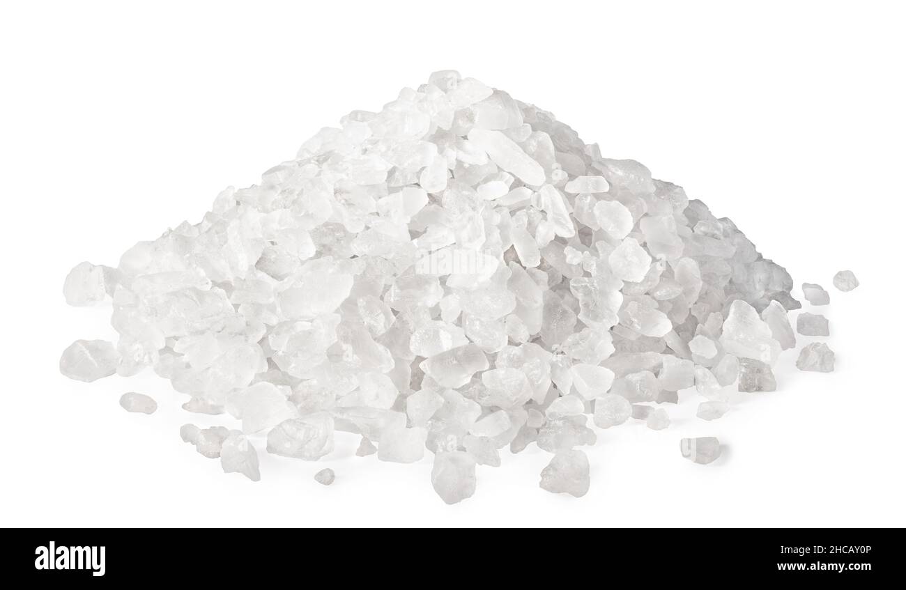heap of sea salt crystals isolated on white Stock Photo - Alamy
