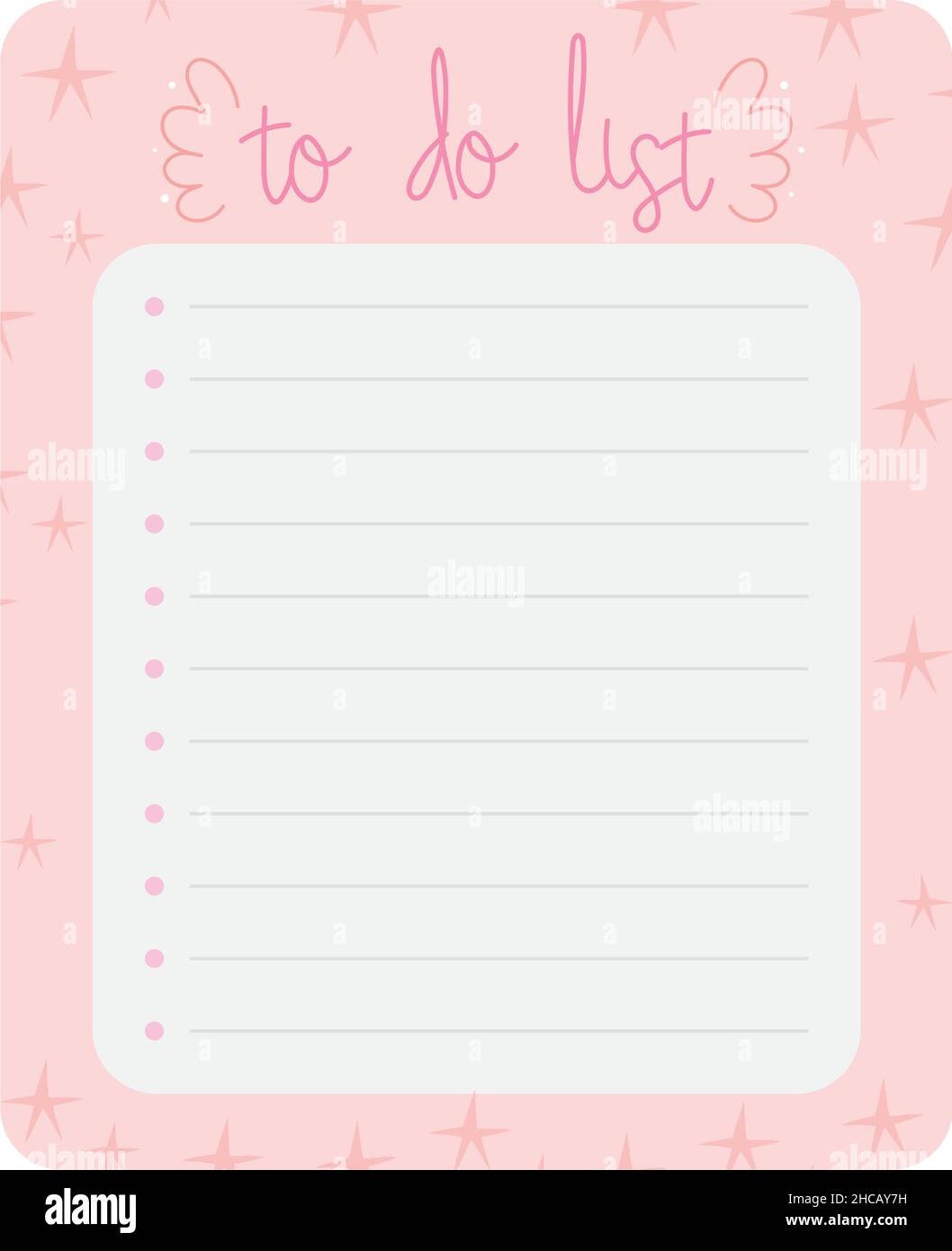 pink to do list with decorative wings and stars Stock Vector Image ...