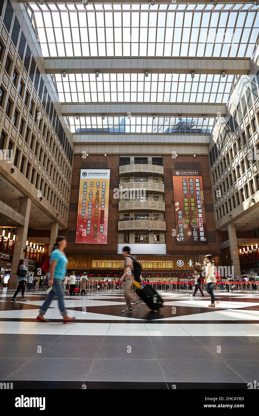 View inside the building of the high speed metro station in Taichung ...