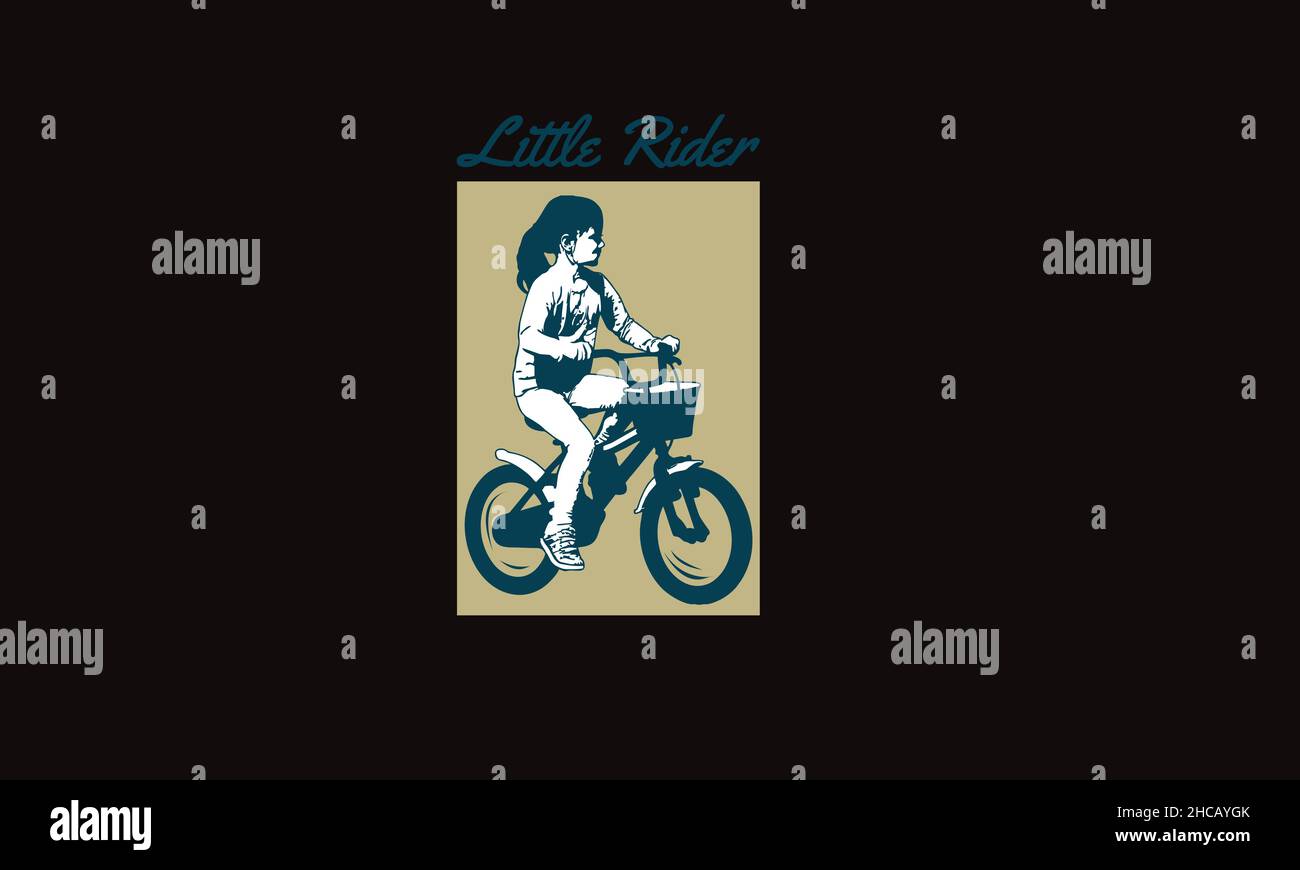 little rider riding bicycle t-shirt monogram text vector template Stock ...