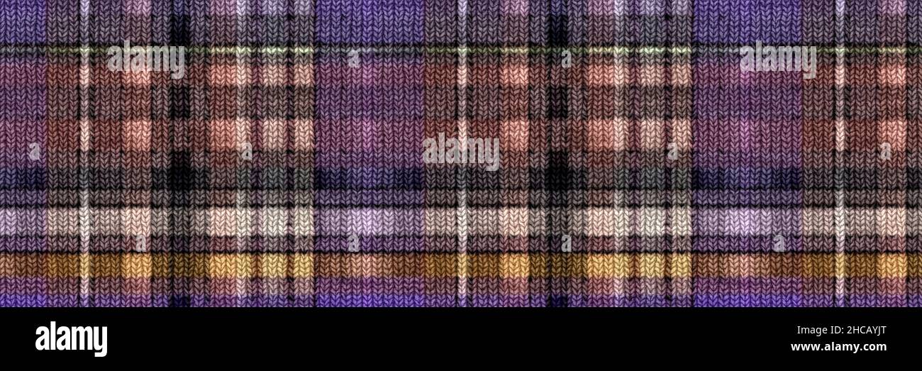 Classic winter tartan knit wool plaid seamless edging border. Retro ...