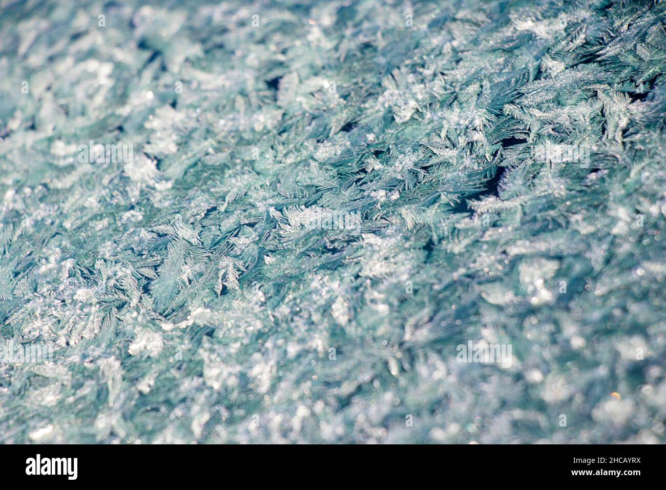 Frozen window and glass, frozen dew water pattern and texture ...