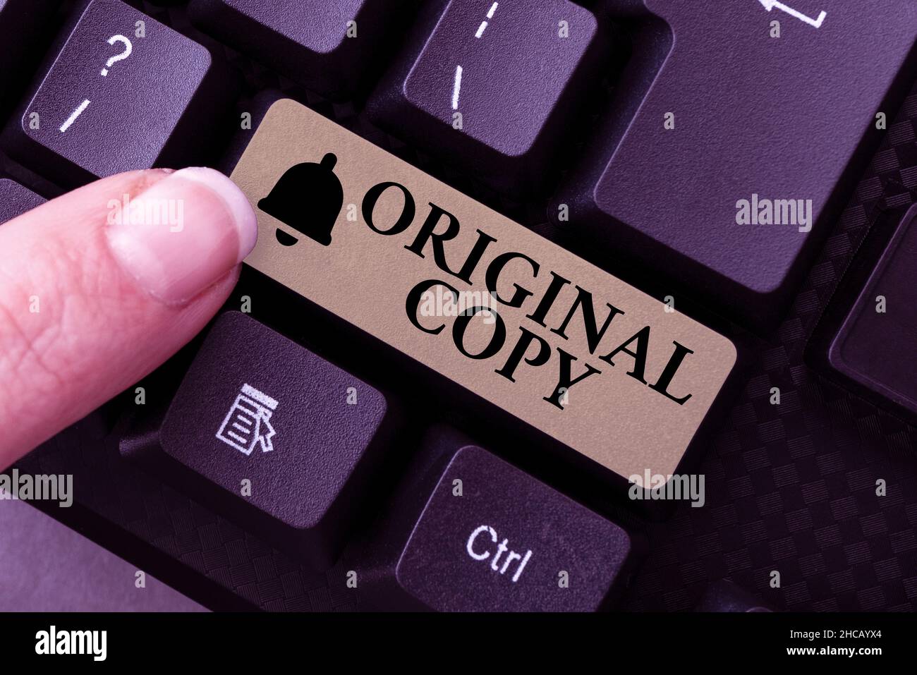 Conceptual display Original Copy. Word Written on Main Script Unprinted ...