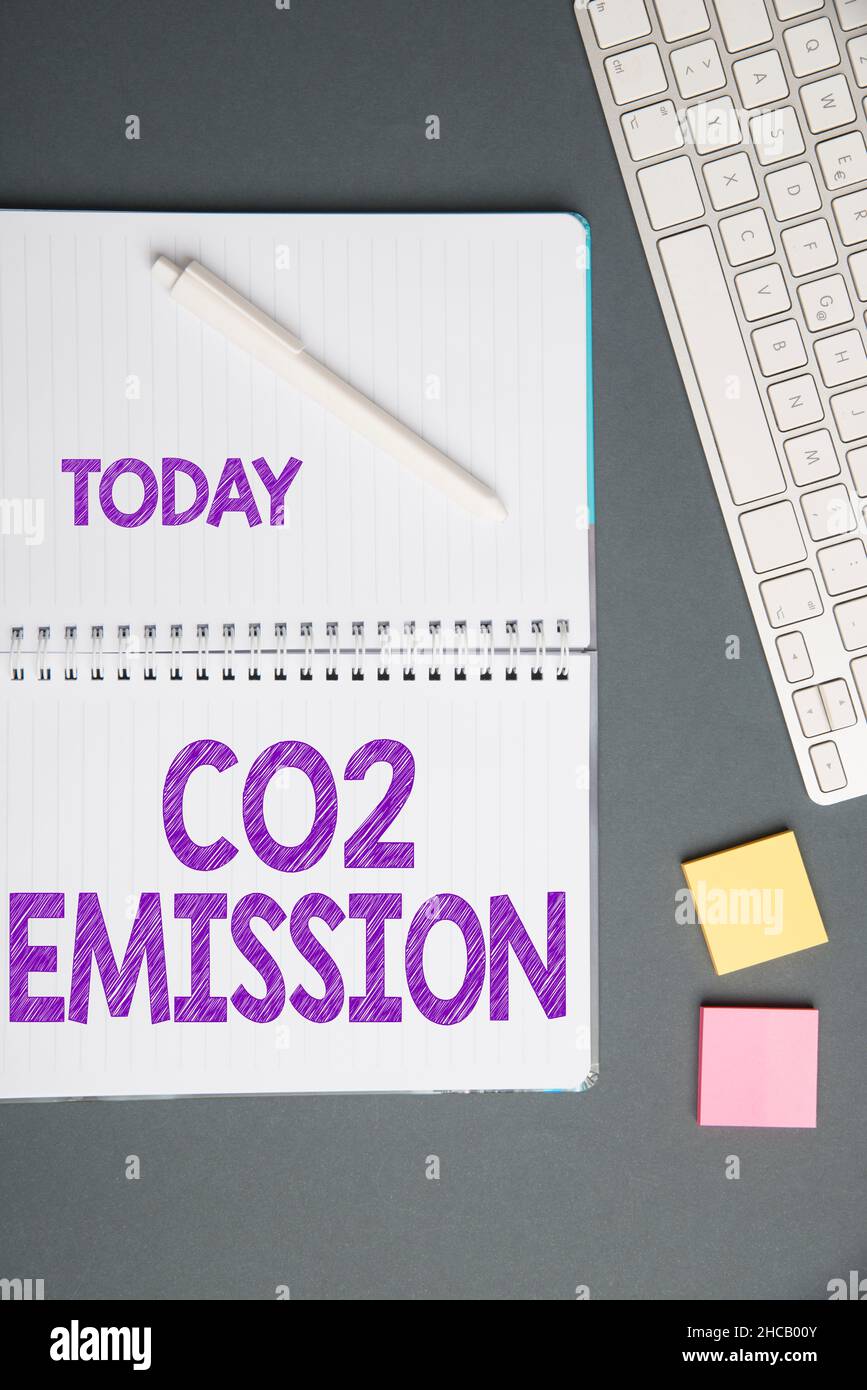 Writing displaying text Co2 Emission. Business approach Releasing of ... Writing displaying text Co2 Emission. Business approach Releasing of ...