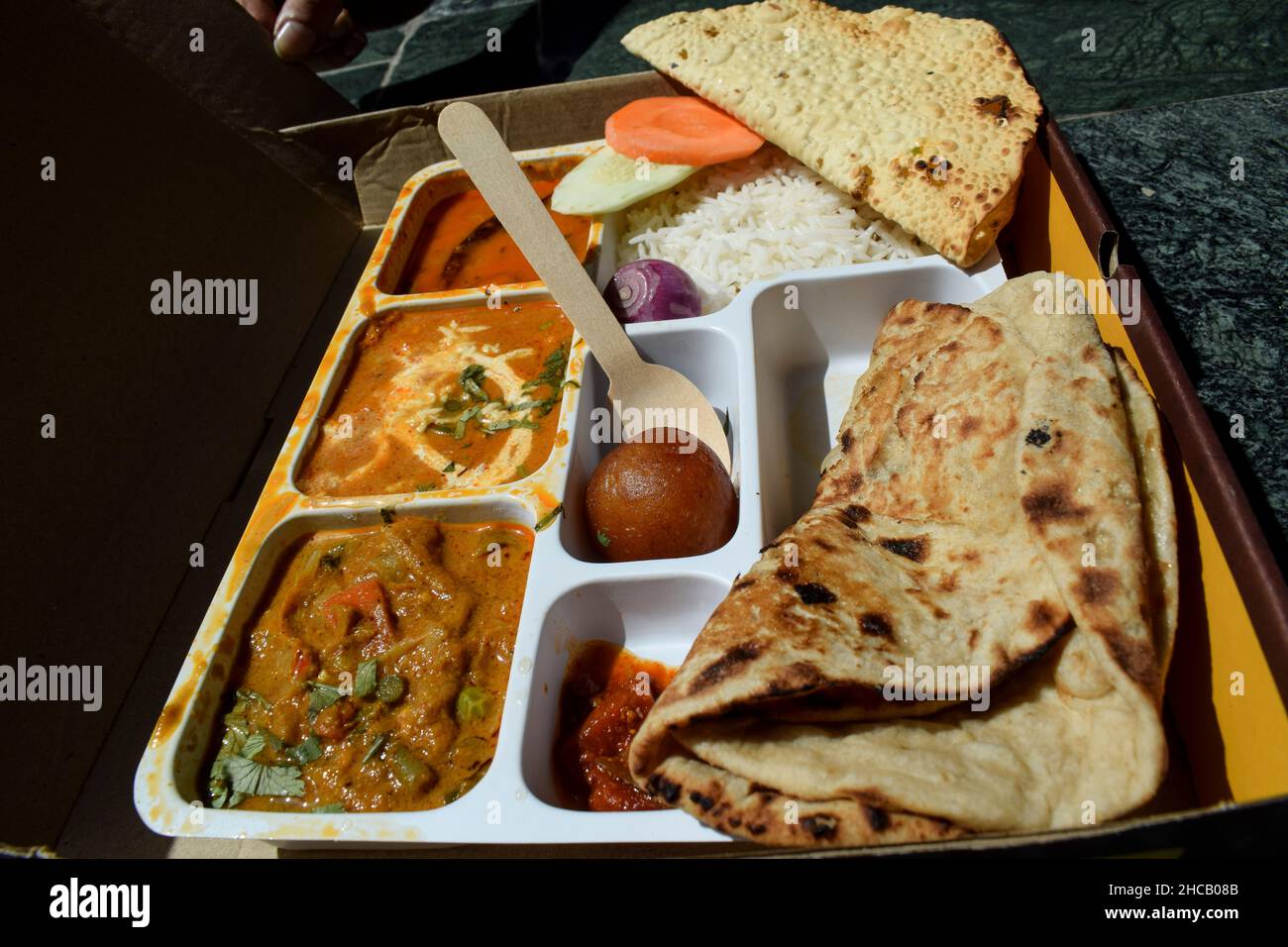 Tasty Indian lunch pack parcel of packed food consisting of variety of ...