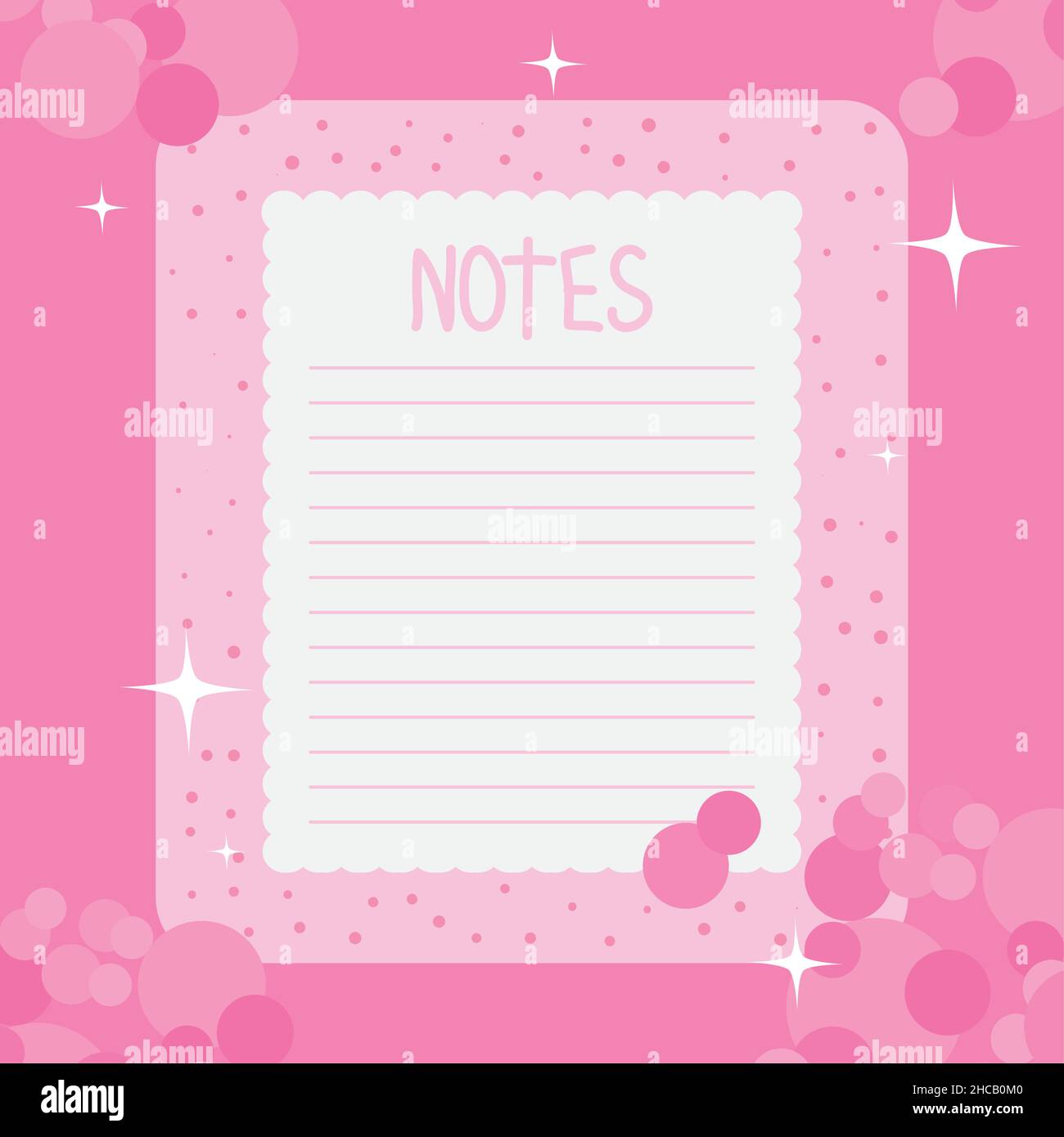 pink notes page and decorative circles and stars Stock Vector Image ...
