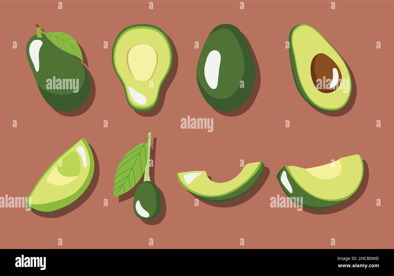 fresh avocados icon set design Stock Vector Image & Art - Alamy