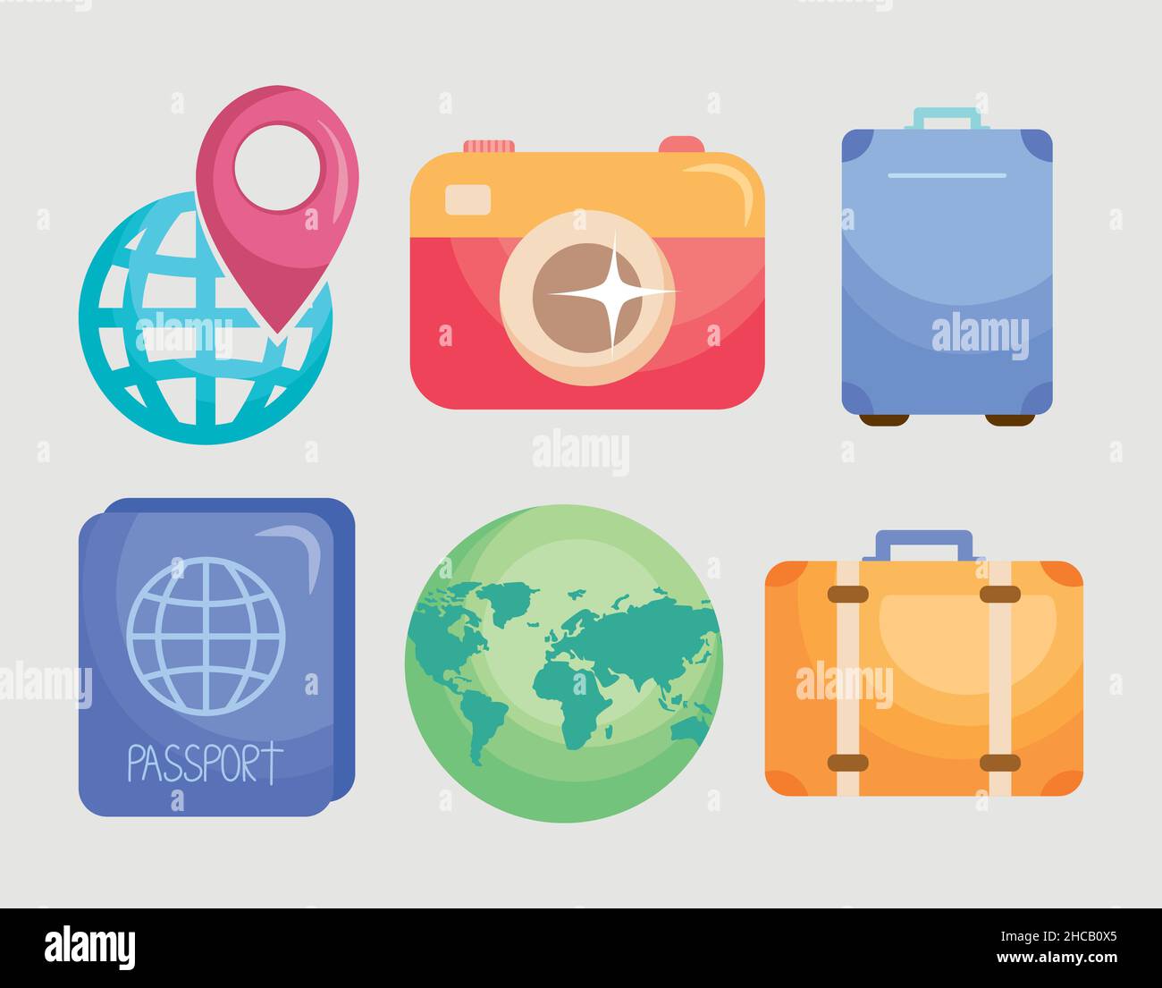 Set travel stuff camera Stock Vector Images - Alamy