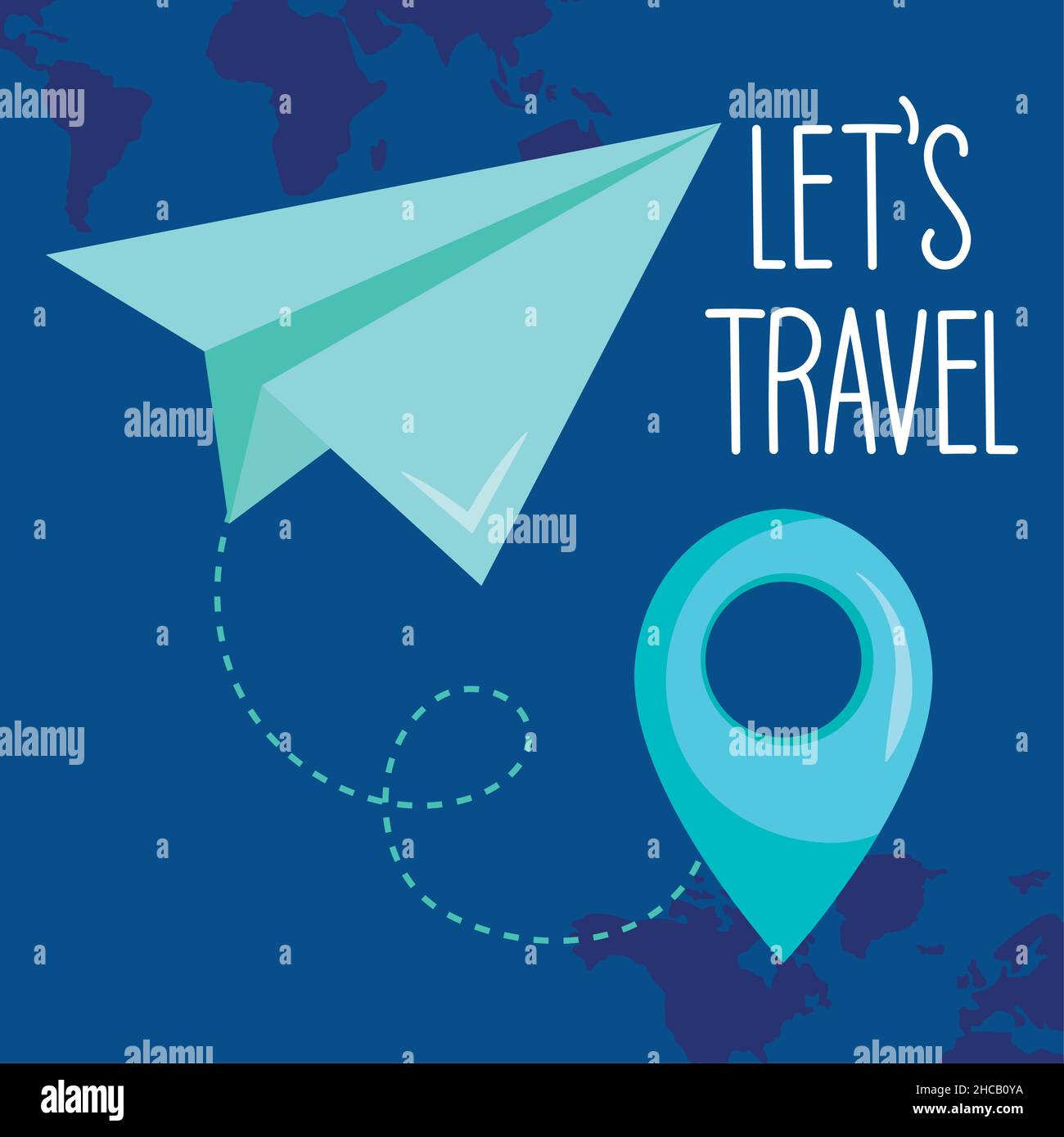 lets travel design with paper plane and location pin Stock Vector Image ...