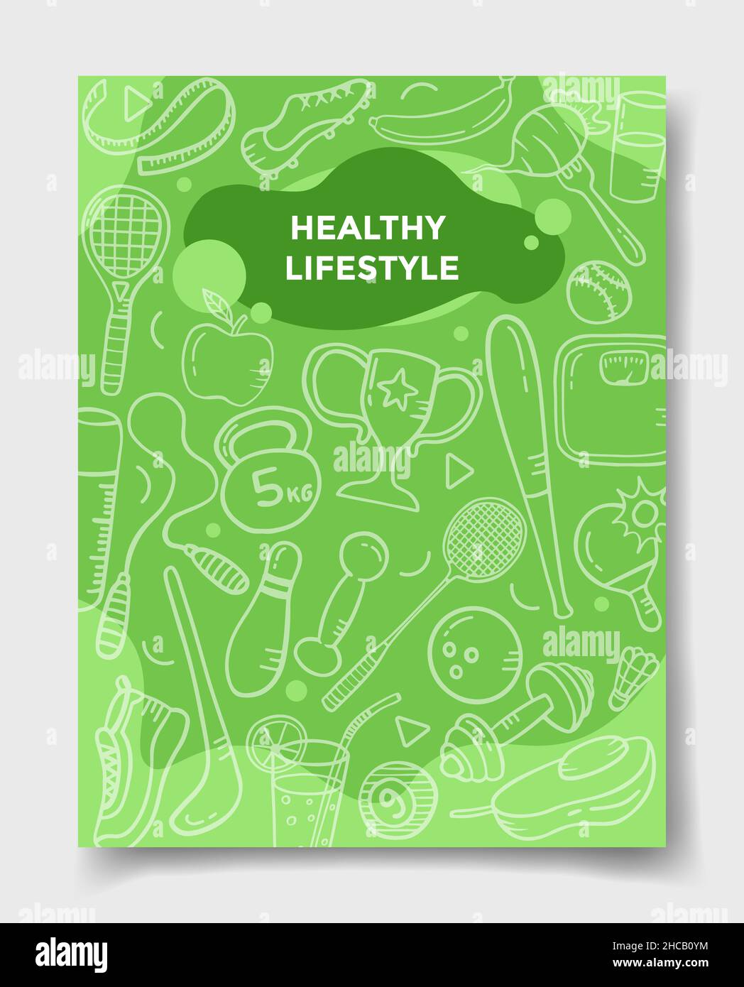 healthy lifestyle concept with doodle style for template of banners ...