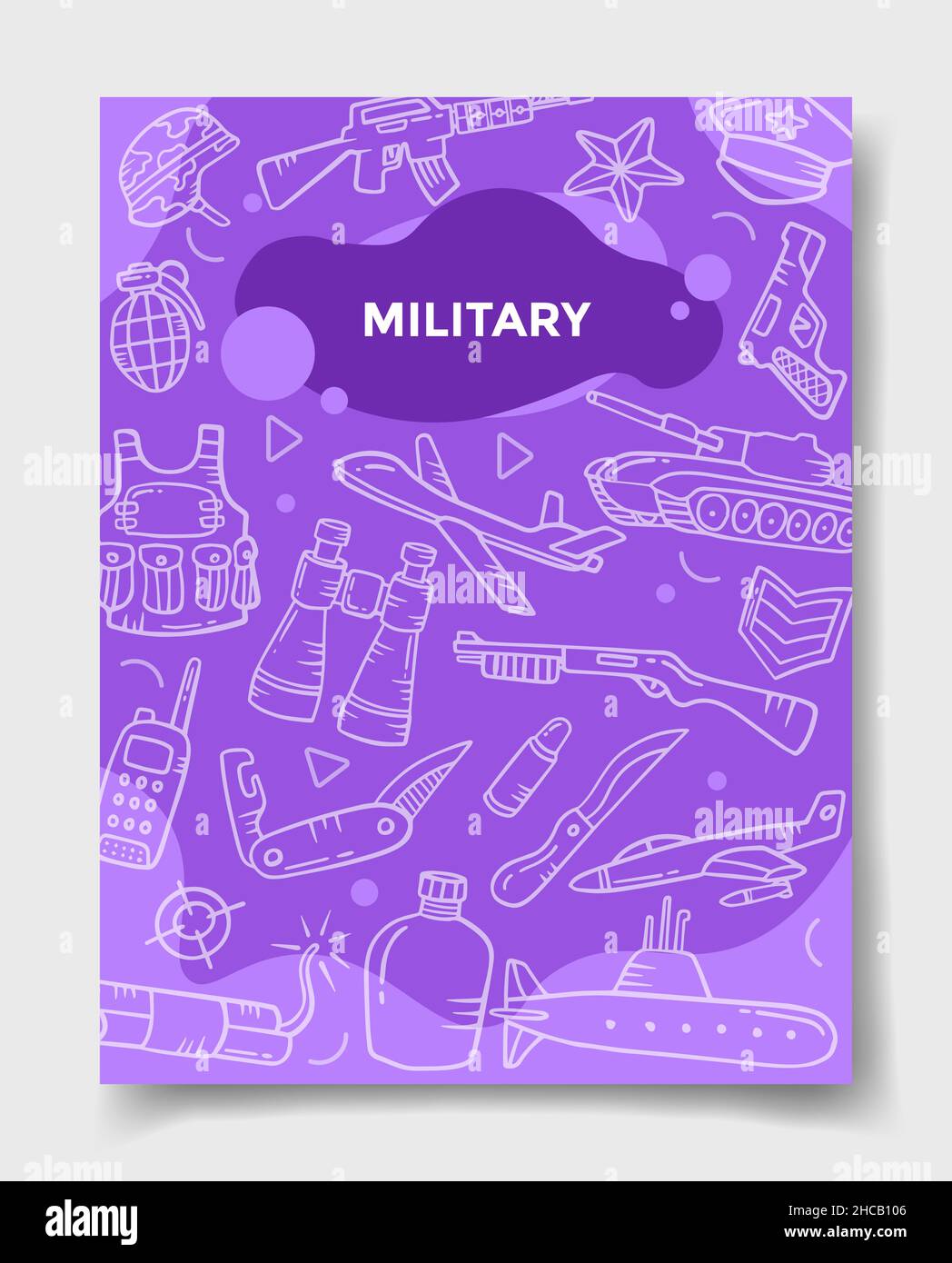 military industry concept with doodle style for template of banners ...