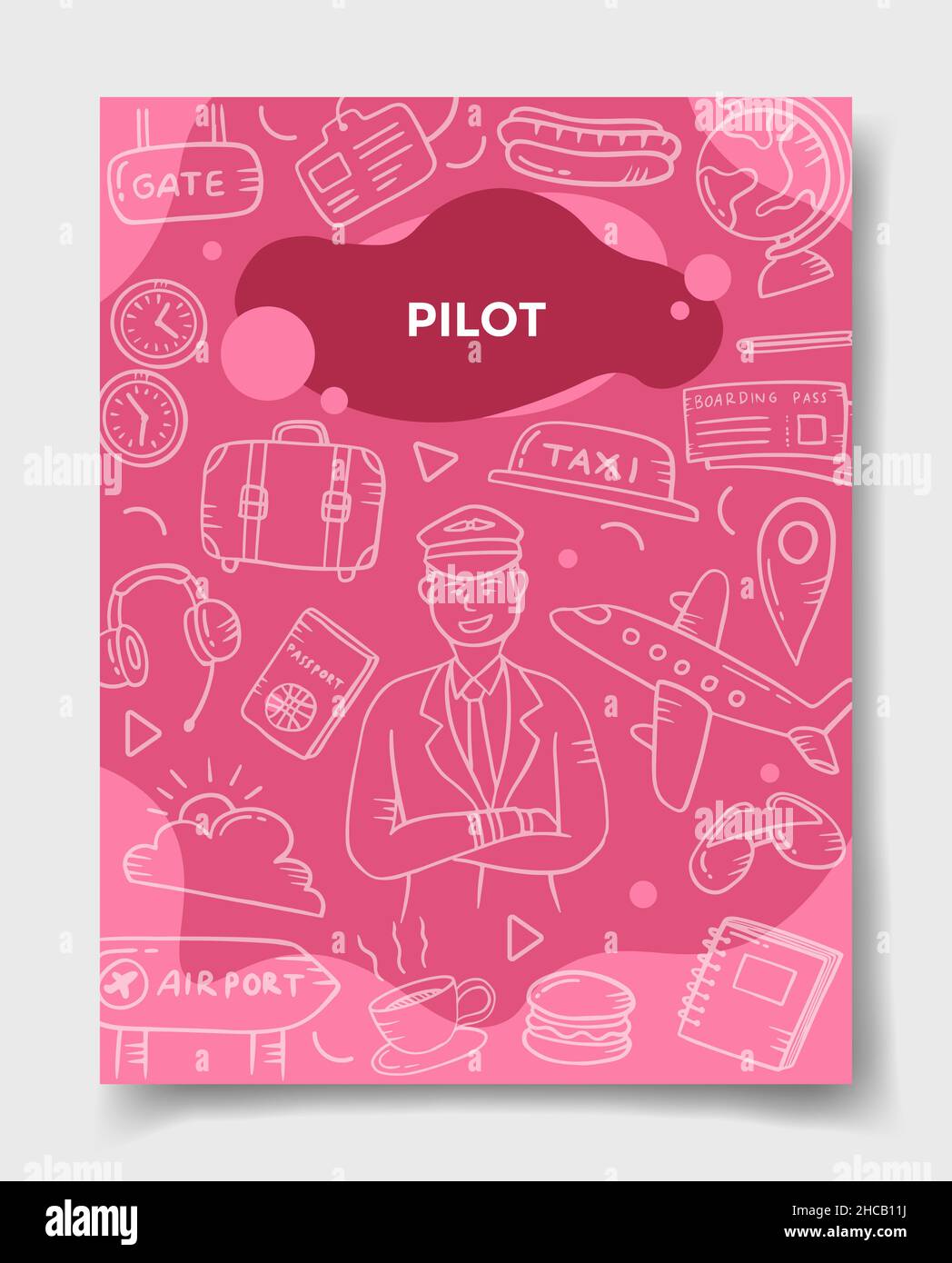pilot jobs career with doodle style for template of banners, flyer ...