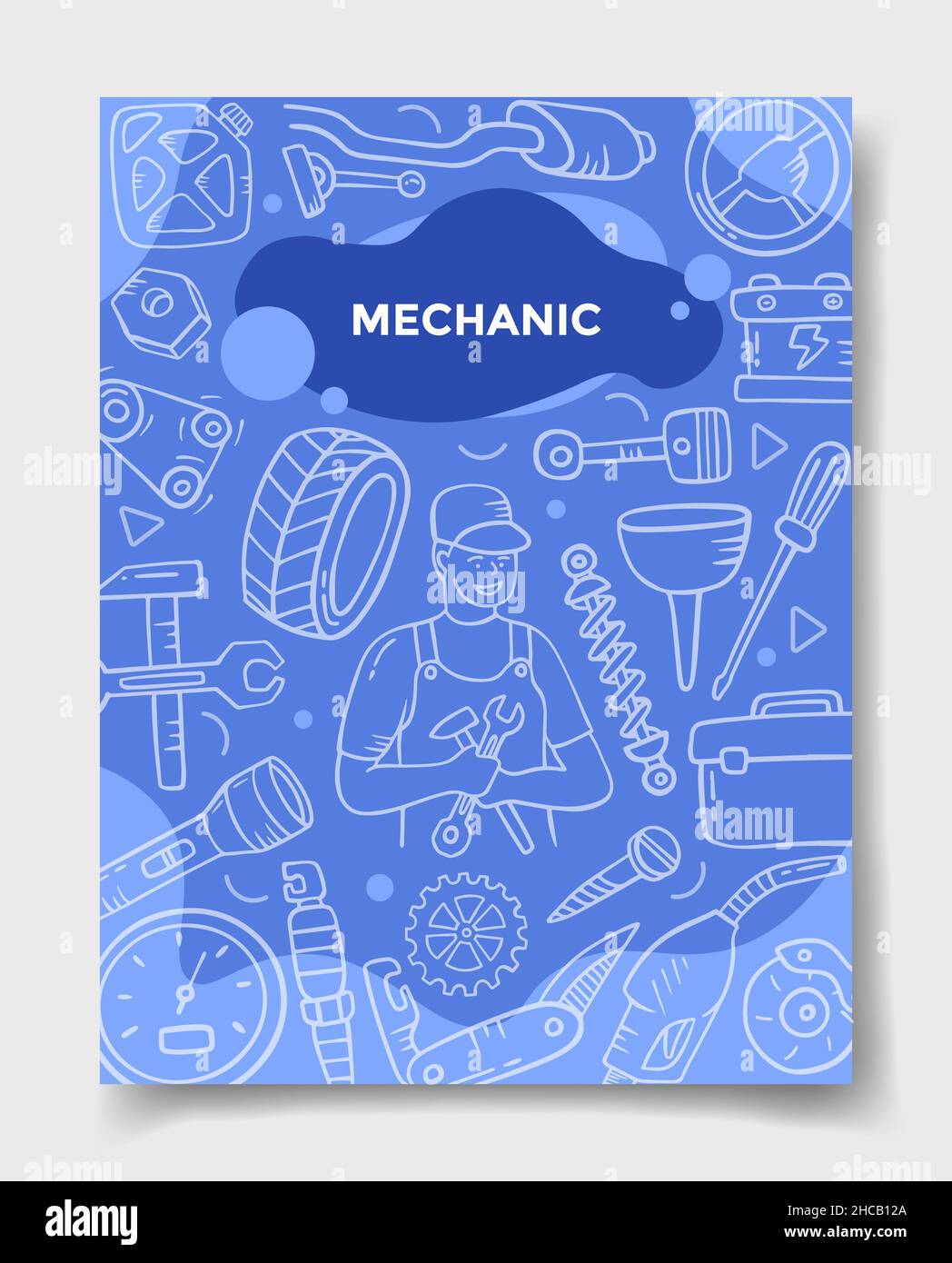 mechanic jobs career with doodle style for template of banners, flyer ...